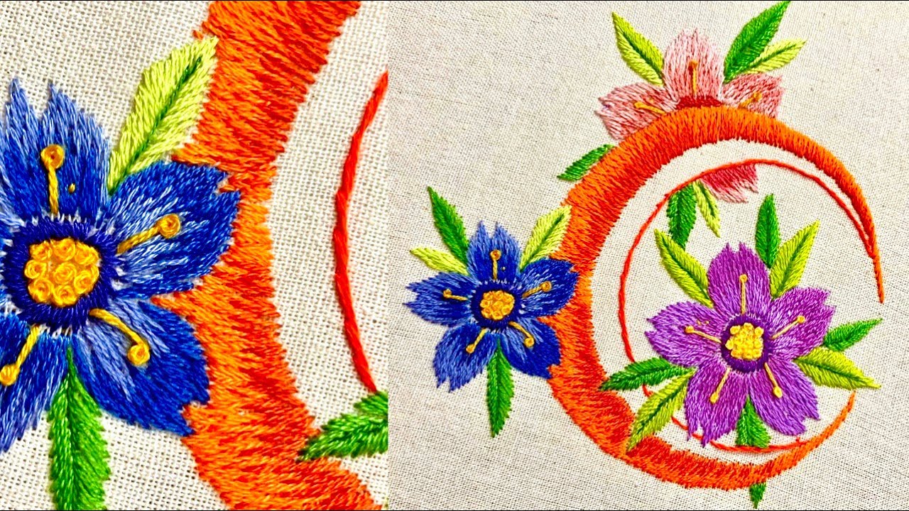 Hand embroidery: moon and flowers embroidery design tutorial ...