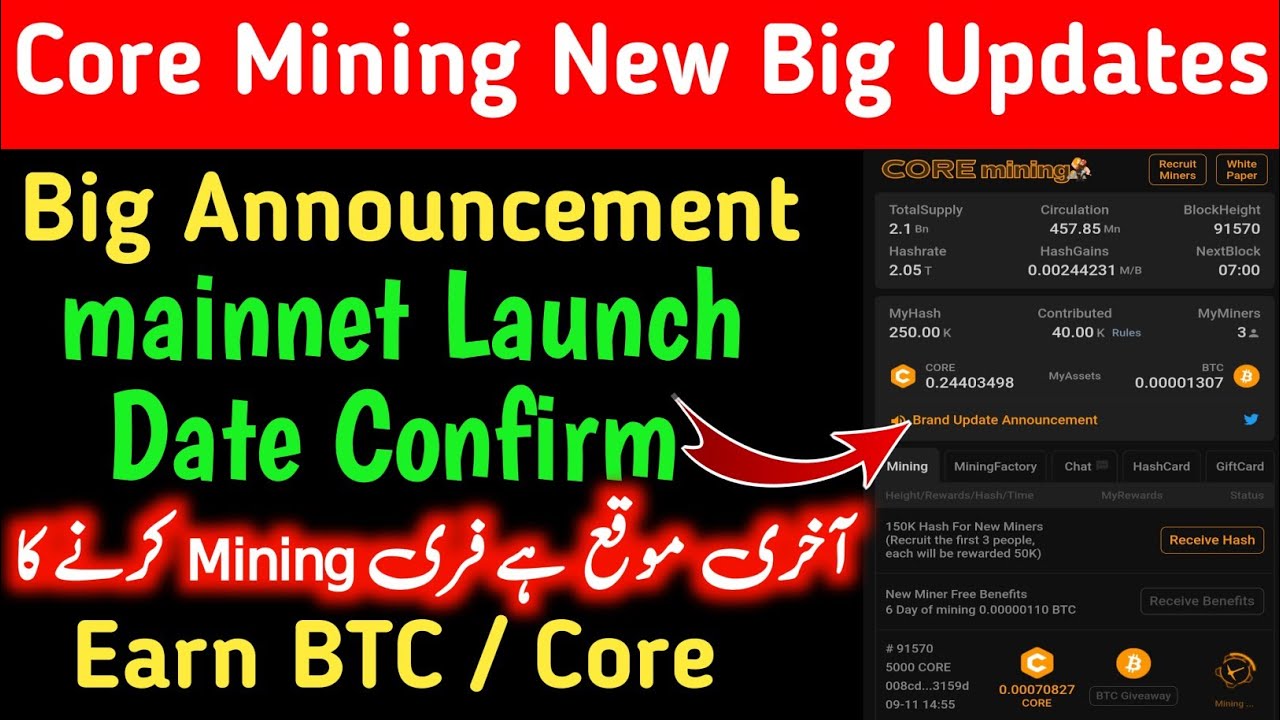 Core Mining New Big Update Today ! New Earning Core Mining Free Bitcoin ...