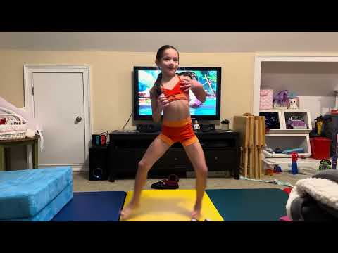 Stretching with Emma, age 7 