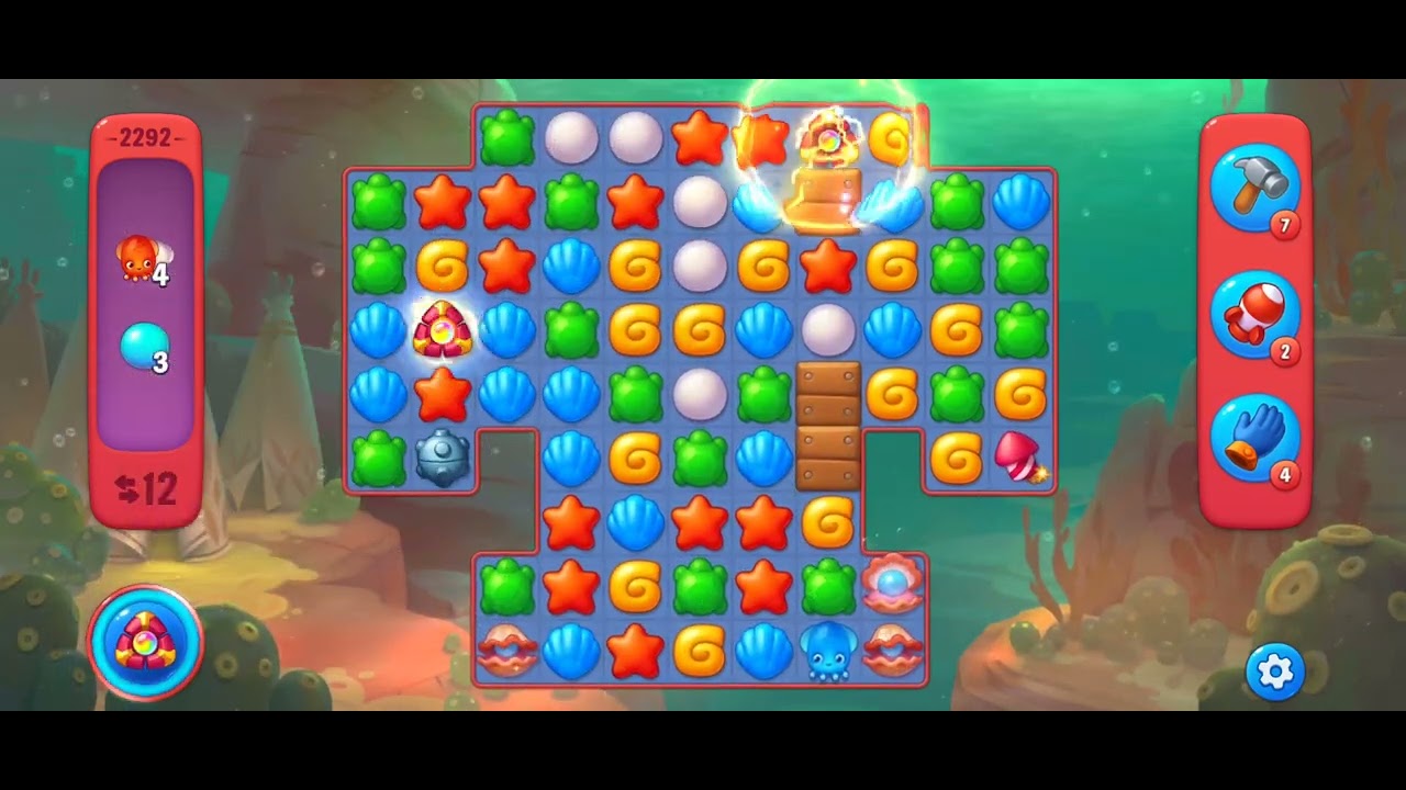 Fishdom Hard Level 2292 (with full seashell [Super Lightning] & double ...