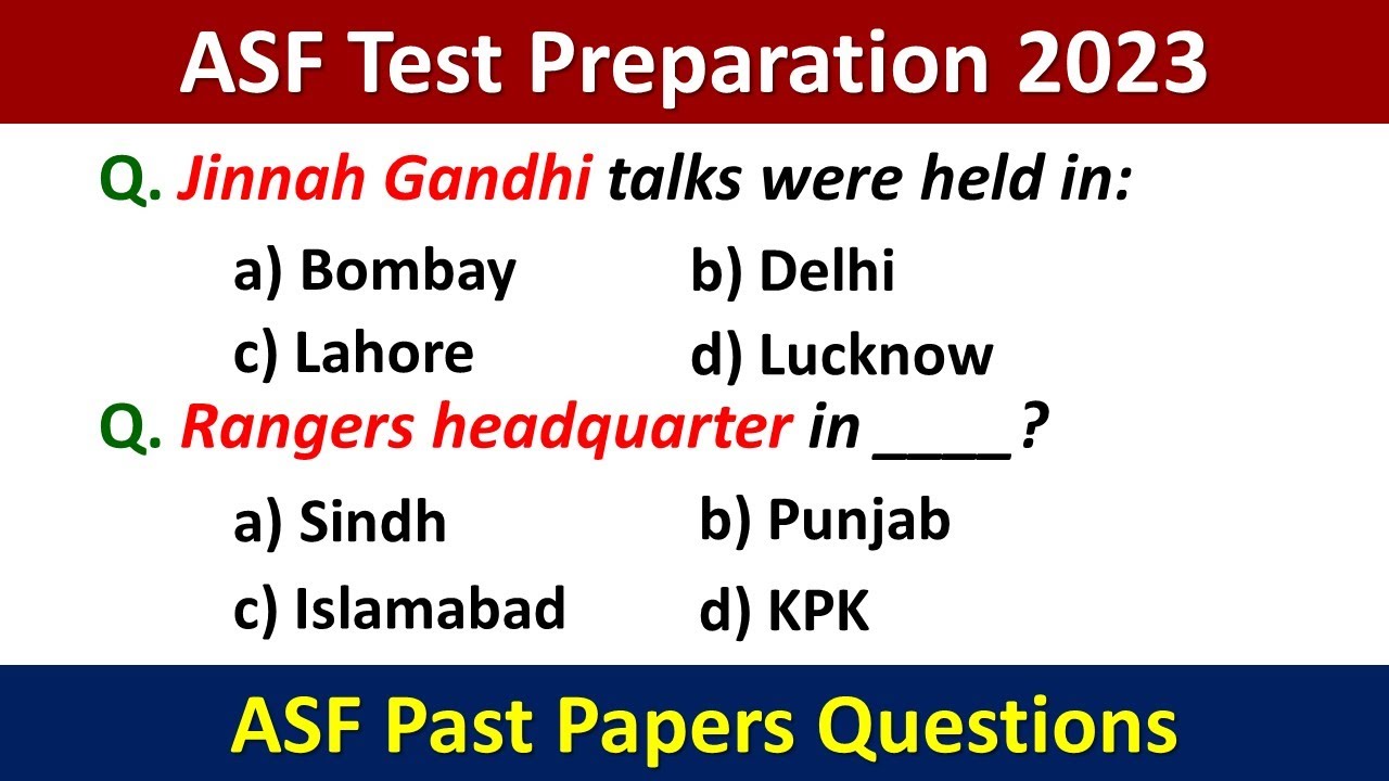 ASF Test Preparation 2023 | ASF Written Test 2023 | ASF Past Papers ...