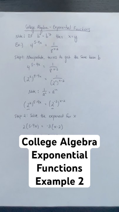 College Algebra - Exponential Functions Example 2 #collegealgebra #exponentialfunctions #clep # ...