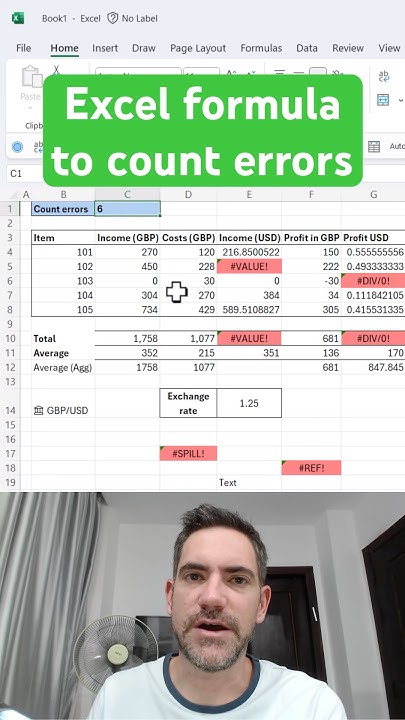 #Excel formula to count errors #exceltips #accounting #googlesheets compatible - YouTube