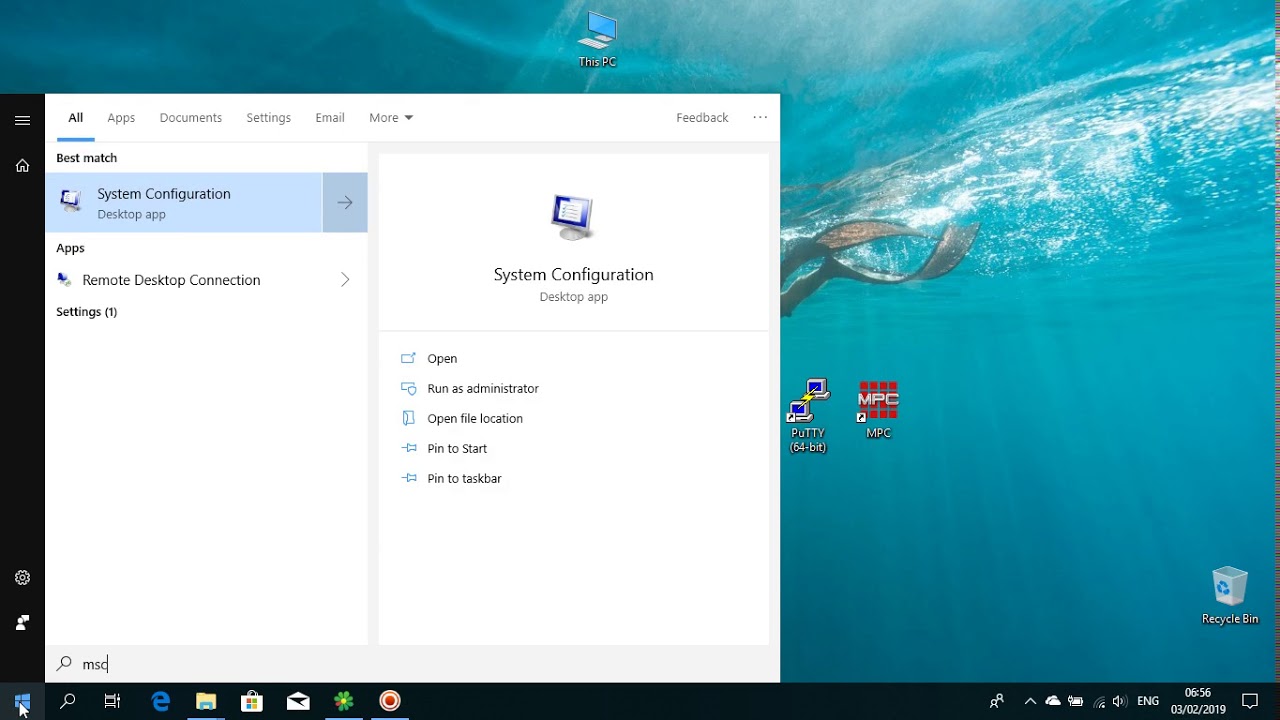How to Open System Configuration Win10 - YouTube