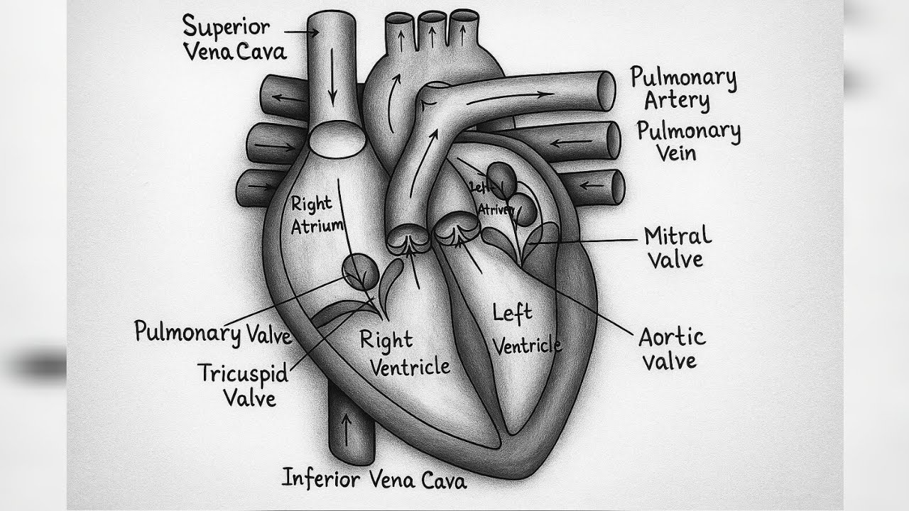 Human Heart Diagram Explained||Structure and Function of Human Heart ...