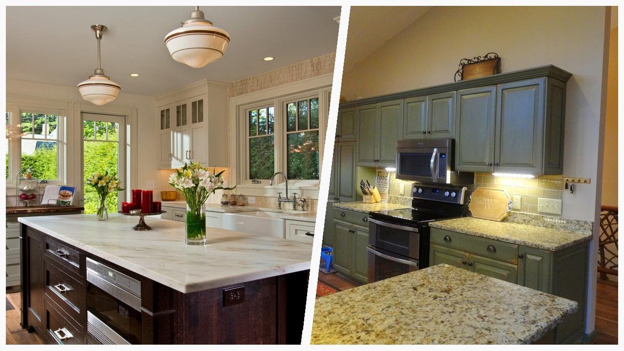 75 Beautiful Kitchen With Green Cabinets And Beige Backsplash Design ...
