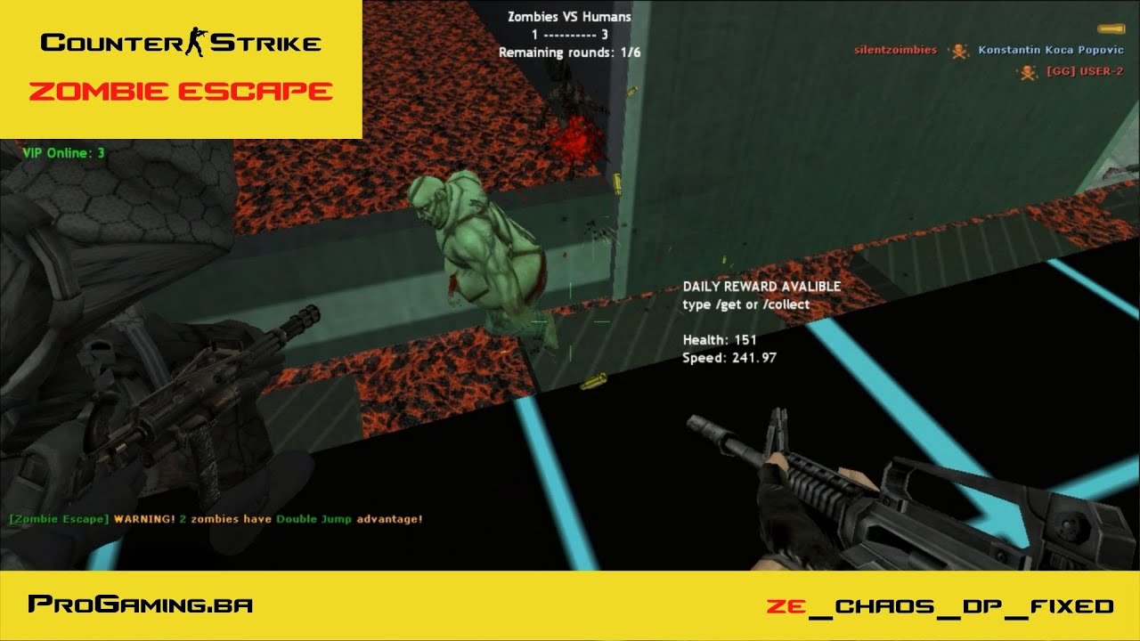 Counter-Strike Zombie Escape | ze_chaos_dp_fixed (ProGaming.ba) - YouTube