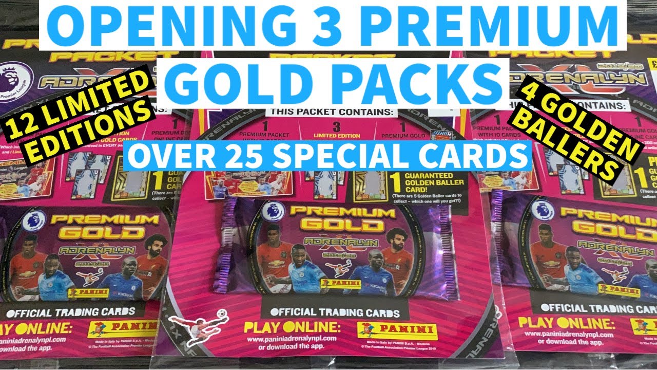[3.14] 3 X PREMIUM GOLD PACKS **OVER 25 SPECIAL CARDS** Panini Premier ...
