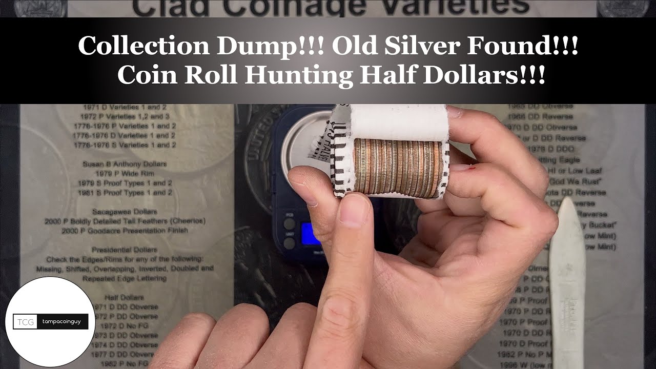 Collection Dump!!! Old Silver Found!!! Coin Roll Hunting Half Dollars ...