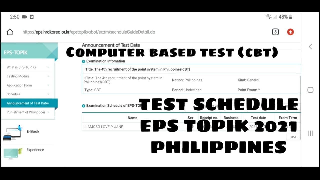 STEPS ON HOW TO CHECK YOUR COMPUTER BASED TEST SCHEDULE (EPS-TOPIK 2021 ...