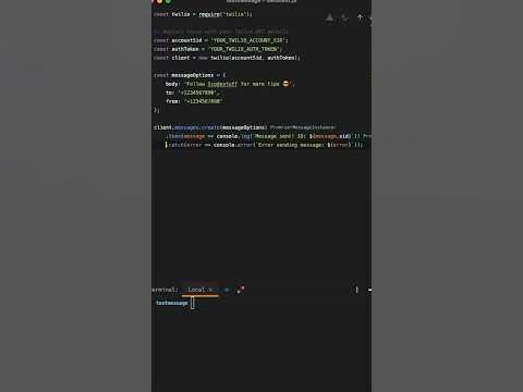 Send a text message with JavaScript in under a minute via Twilio #coding #shorts - YouTube