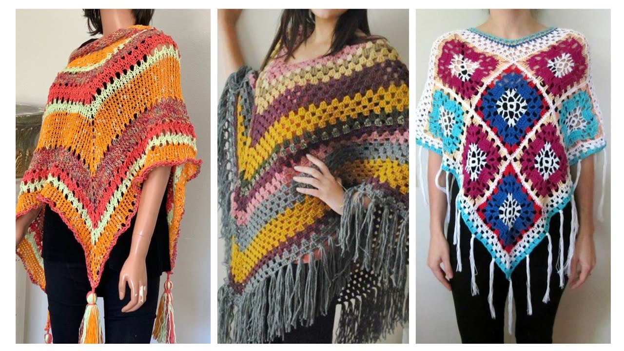 good looking and attractive amazing crochet handknit V shape shawl ...