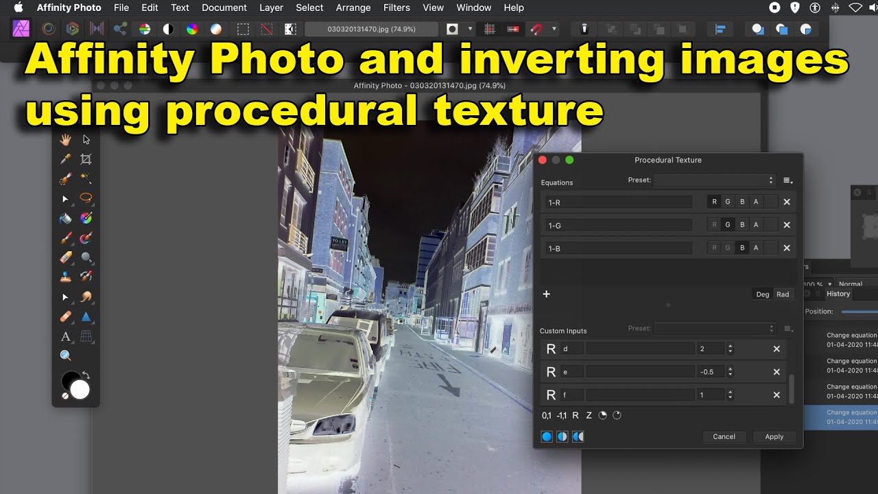 Affinity Photo Procedural Texture and inverting images and other color ...