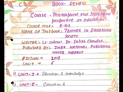 BOOK REVIEW FILE FOR B.ed 1st year - YouTube