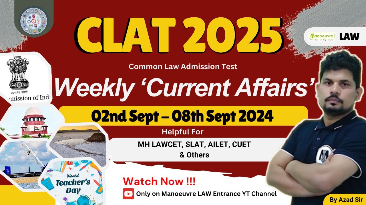 Weekly CA for CLAT 2025 | 2nd to 8th September 2024 | GK Quiz | Top ...