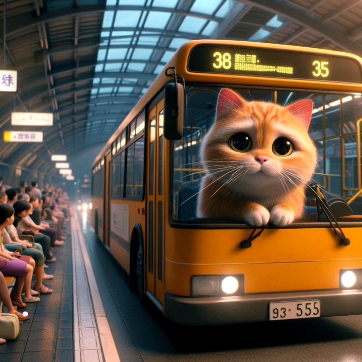 ginger cat bus station #ai #shorts #trending #meow #cartoon #cuteanimal ...