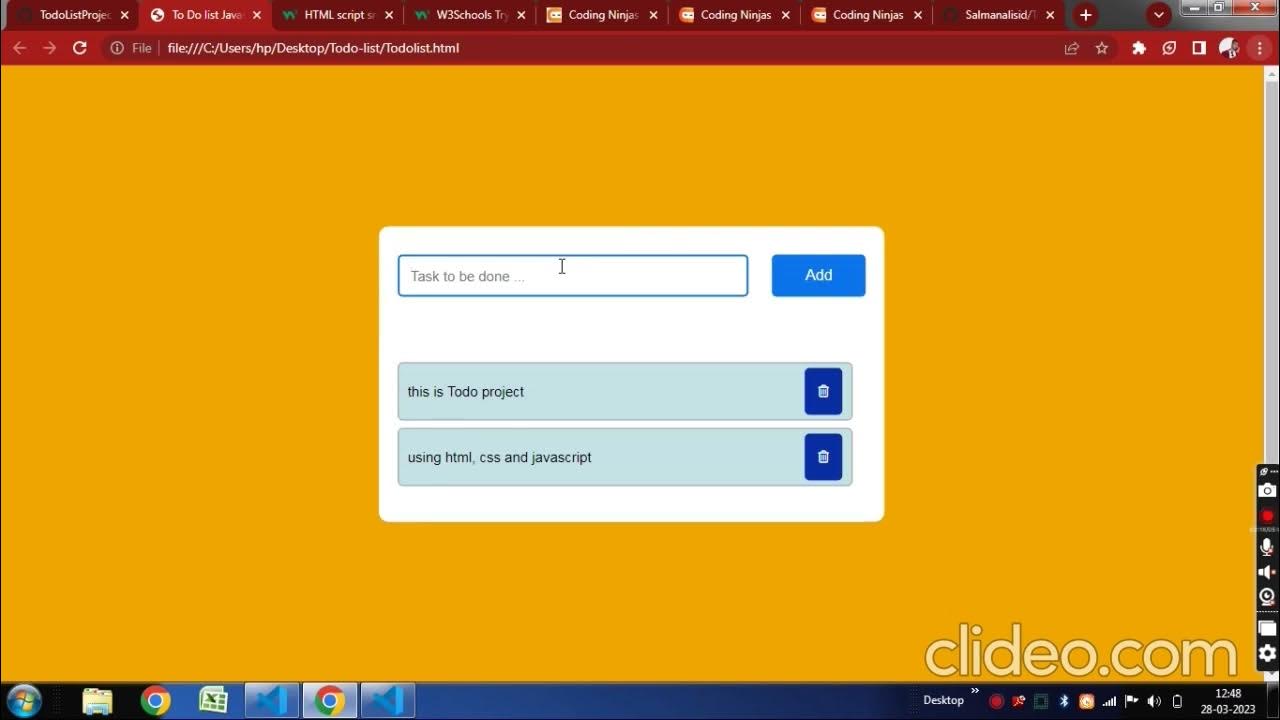 Todolist Using Html Css And Javascript Youtube