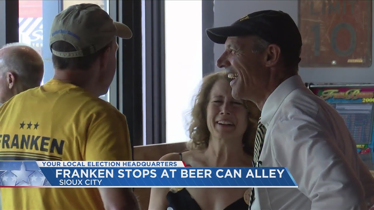 Franken stops at Beer Can Alley - YouTube