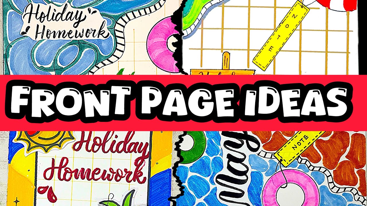 Holiday Homework Front Page Design|Summer School Project Idea for ...