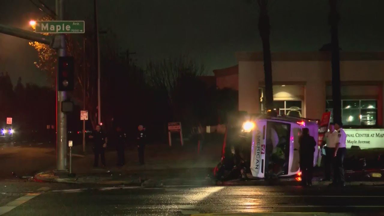 Eyewitness Ambulance flipped over in Northeast Fresno, Police says ...