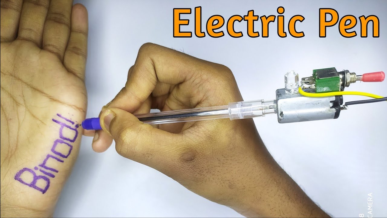 घर पर बनाया Electric Writing Pen || At home Using High Speed DC motor ...