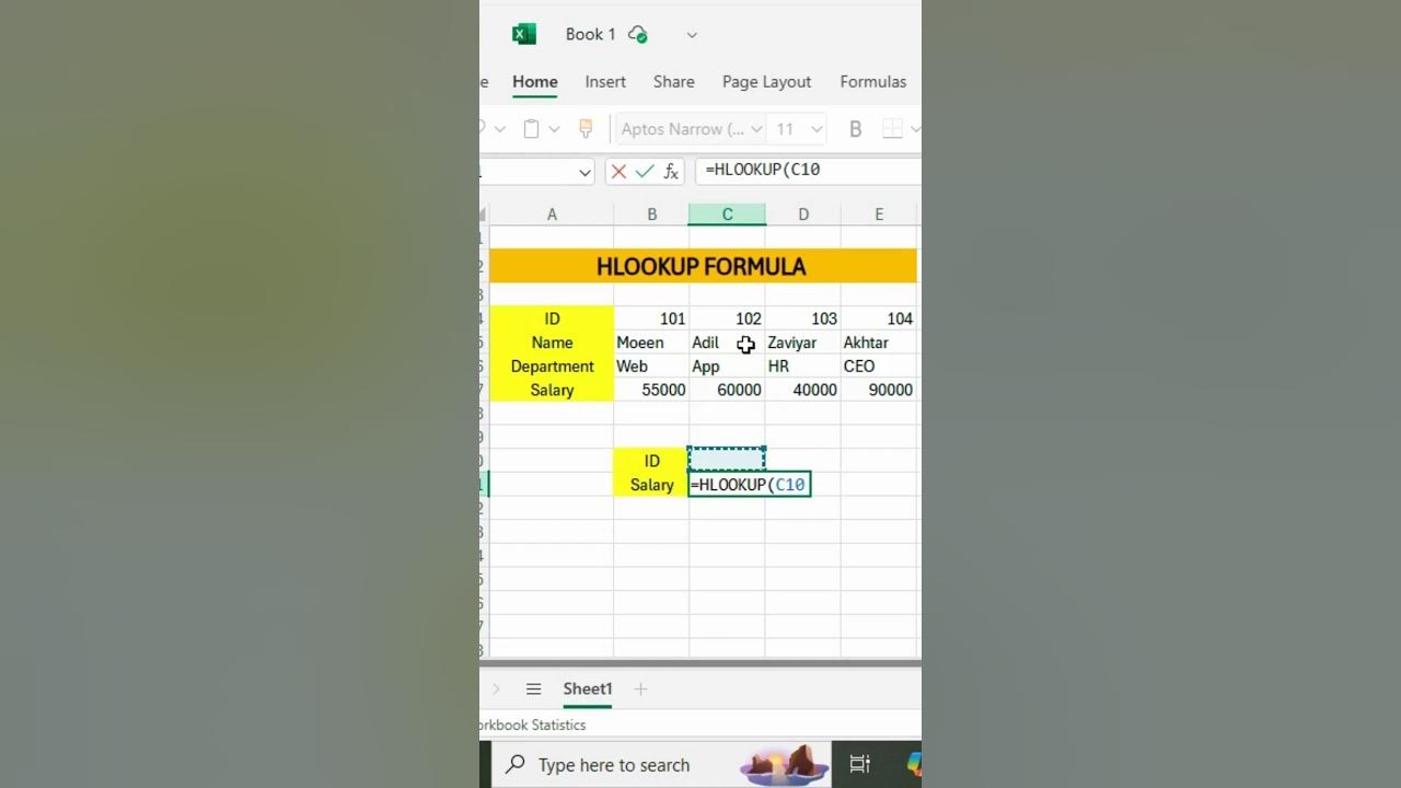 🔍 HLOOKUP Formula in Excel | Quick & Easy Tutorial for Beginners! 📊 ...