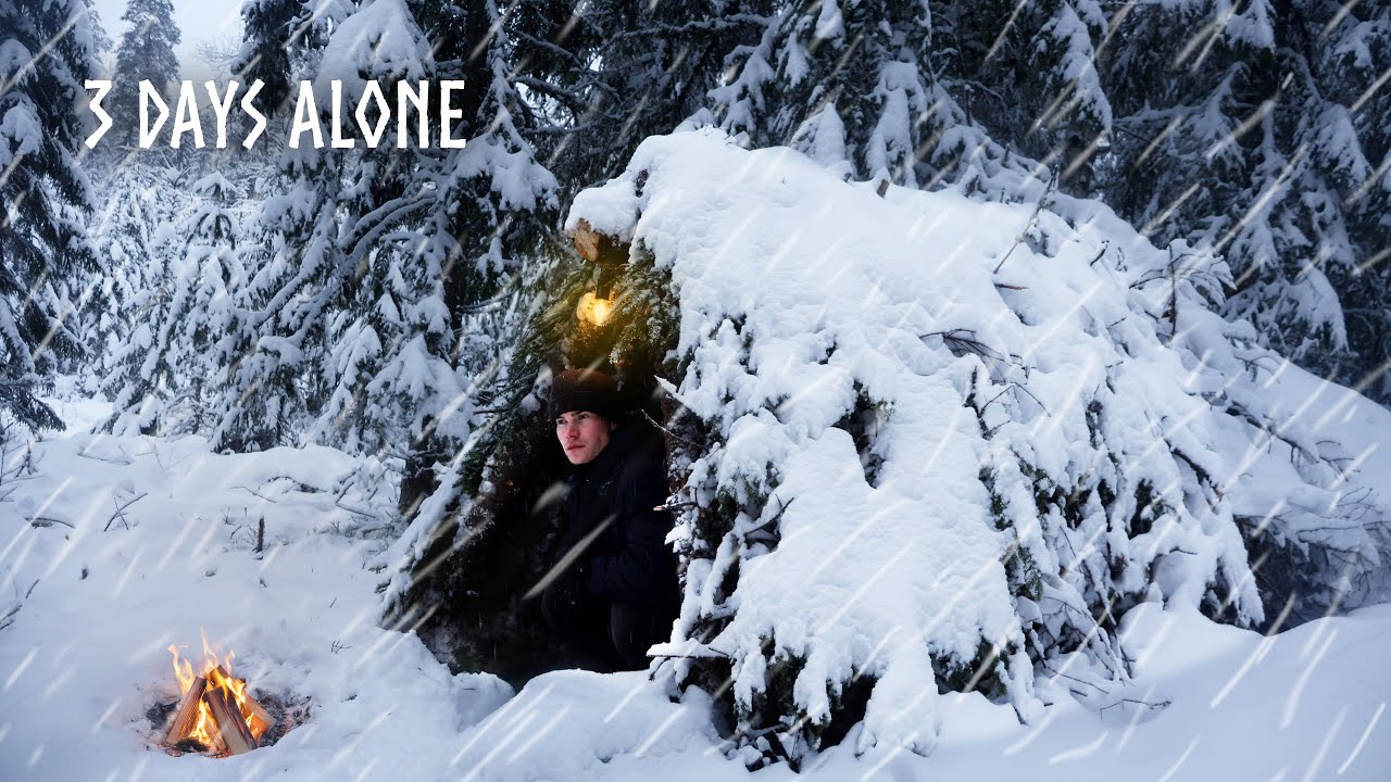 Shelter Against Heavy Snow! 3 Day Winter Survival - YouTube