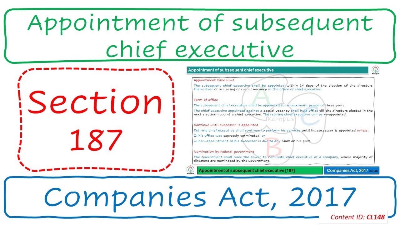 Section 187 Appointment of subsequent chief executive | Companies Act ...