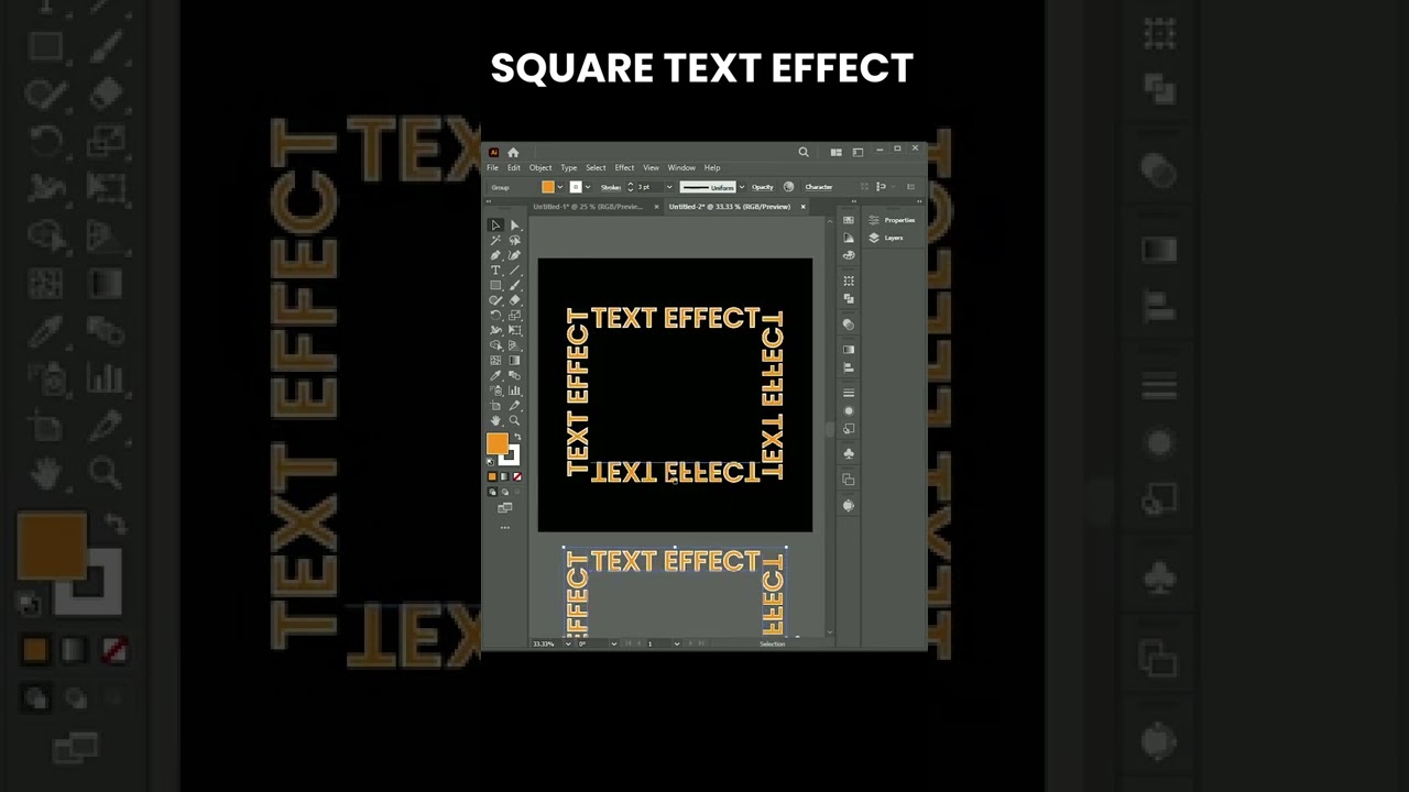 In Illustrator, Square Text Effect #shorts #illustrator - YouTube