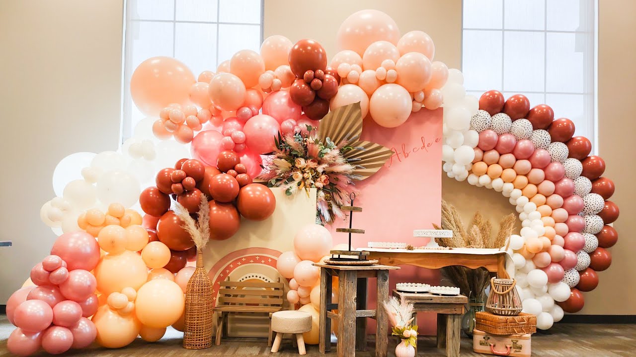 Bohemian rainbow balloon backdrop - YouTube