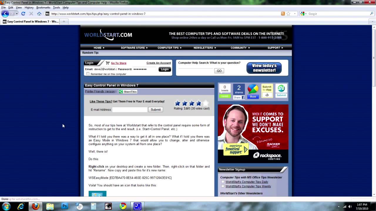 Easy Control Panel In Windows 7 - YouTube