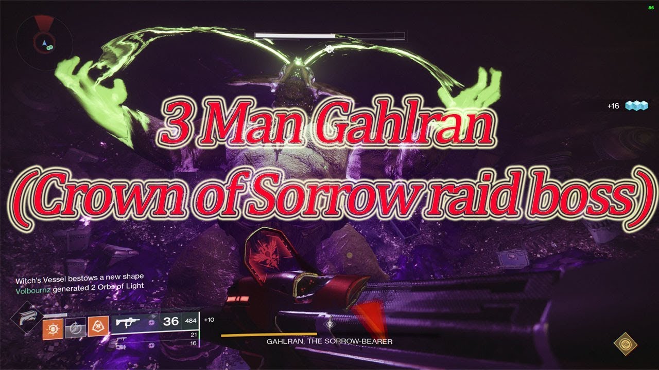 Destiny 2 - 3 Man Gahlran (Crown of Sorrow raid boss) - YouTube