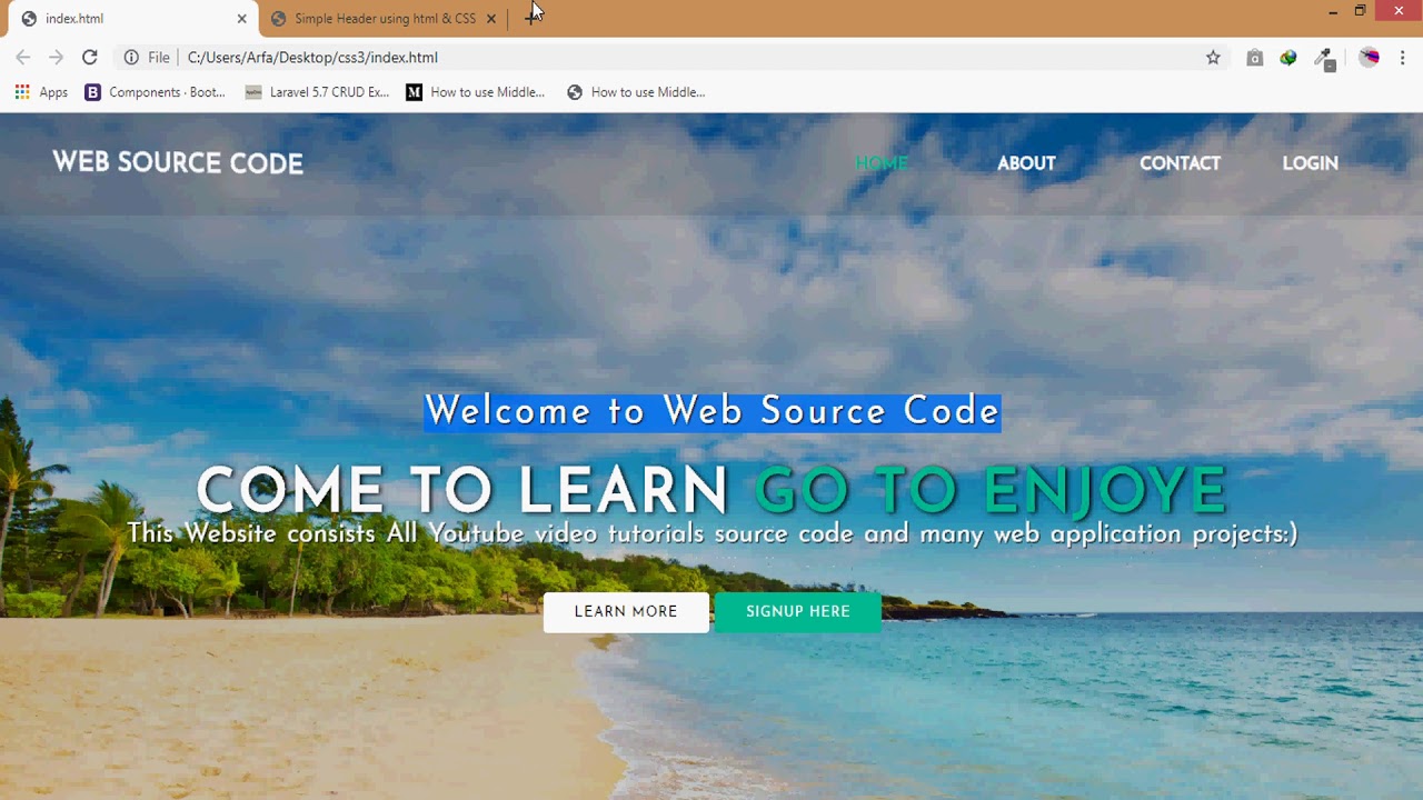 How to make an attractive Header using HTML,CSS Part 1 - YouTube