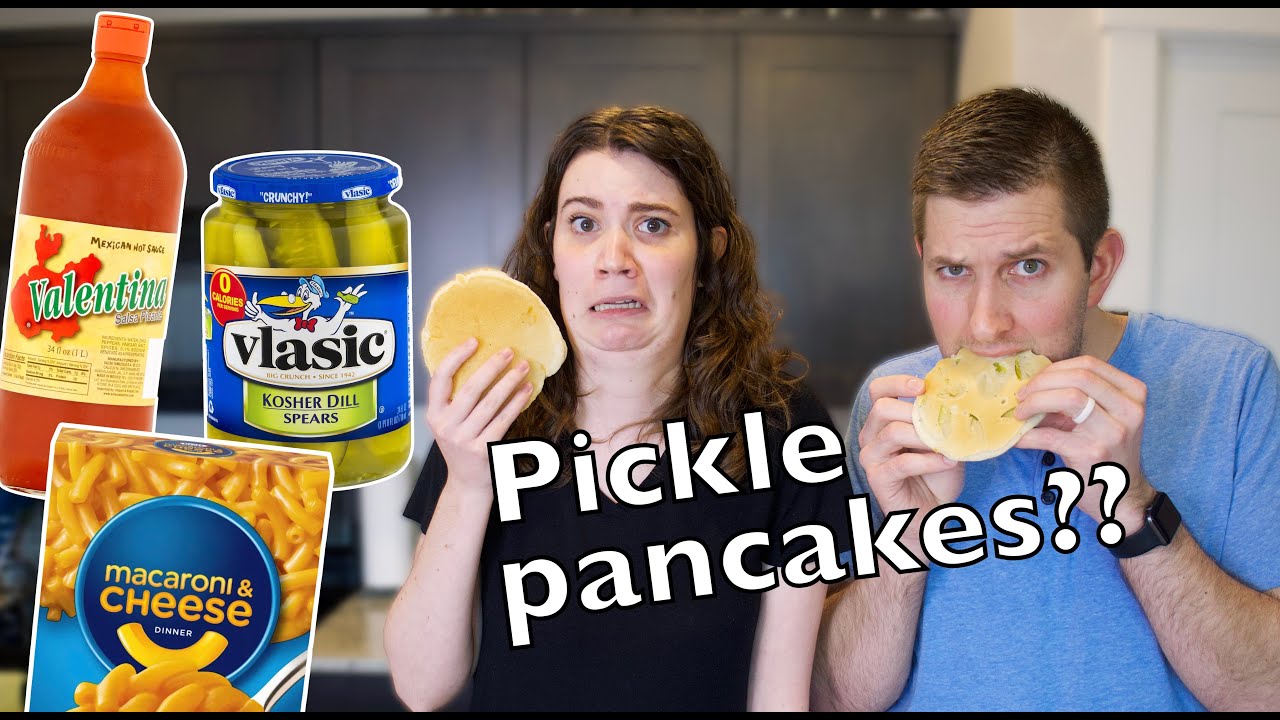 Trying weird pancake mix-ins - pickle pancakes?? - YouTube