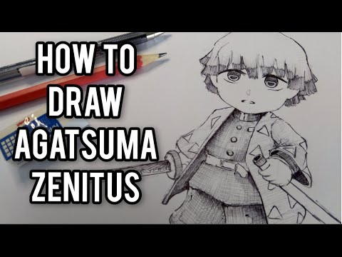 How to draw Agatsuma Zenitus - YouTube
