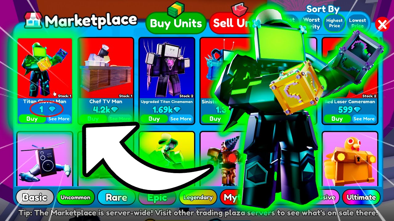 🔥 I BOUGHT TITAN CLOVER MAN FOR *1 GEM* 💎 NEW MARKETPLACE *INSANE ...