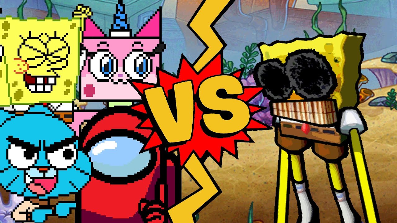 M.U.G.E.N Battles | Gumball/Unikitty/SpongeBob/Crewmate vs Spong - YouTube