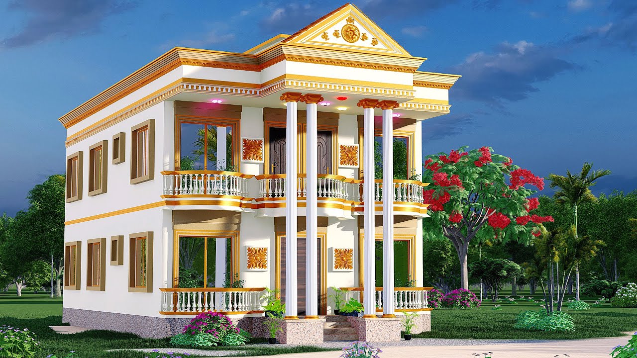 রাজকীয় ২ তলা বাড়ির ডিজাইন । Luxury Duplex House Design Bangladesh ...