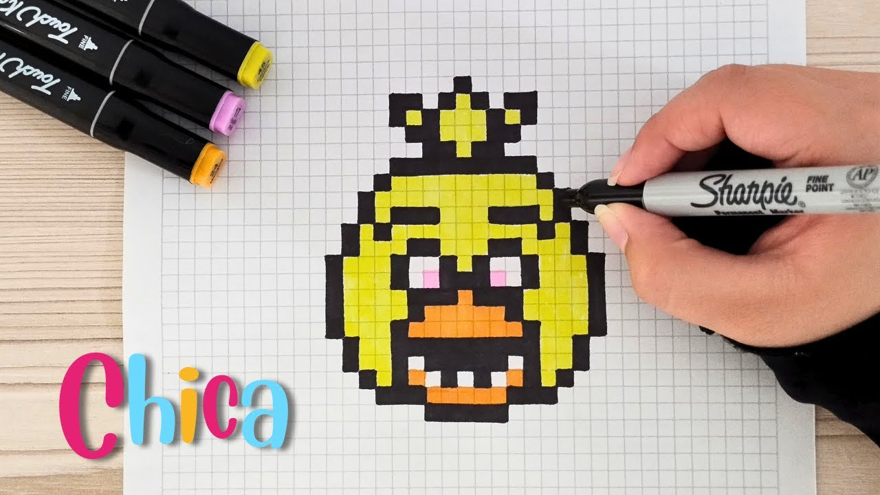 Como dibujar a CHICA de FNAF en PIXEL ART – Tutorial paso a paso - YouTube