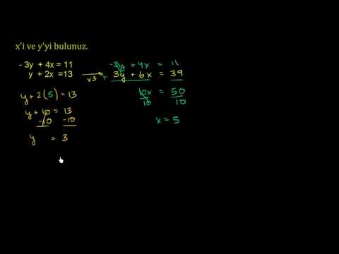 Denklem Sistemlerinin Yok Etme Yöntemi ile Çözümü: -3y+4x=11 & y+2x=13 (Matematik / Cebir)