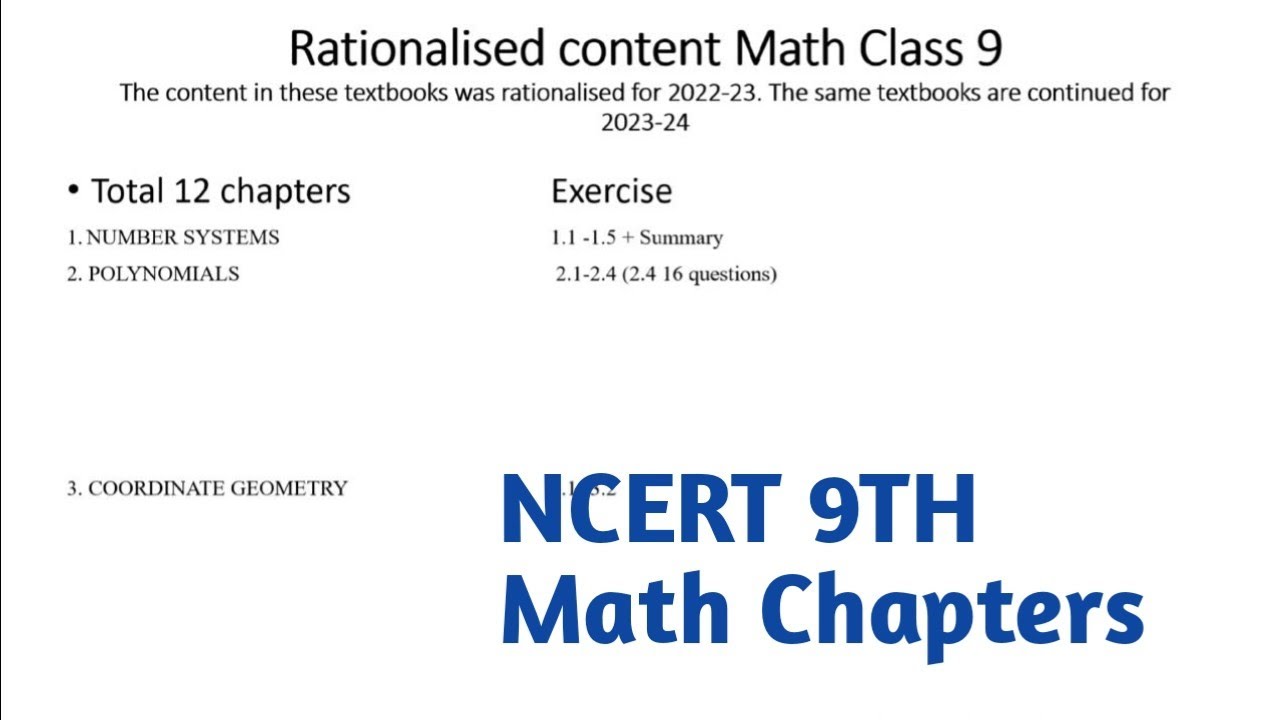 Class 9 NCERT Maths syllabus 2024-2025#maths#ncert - YouTube