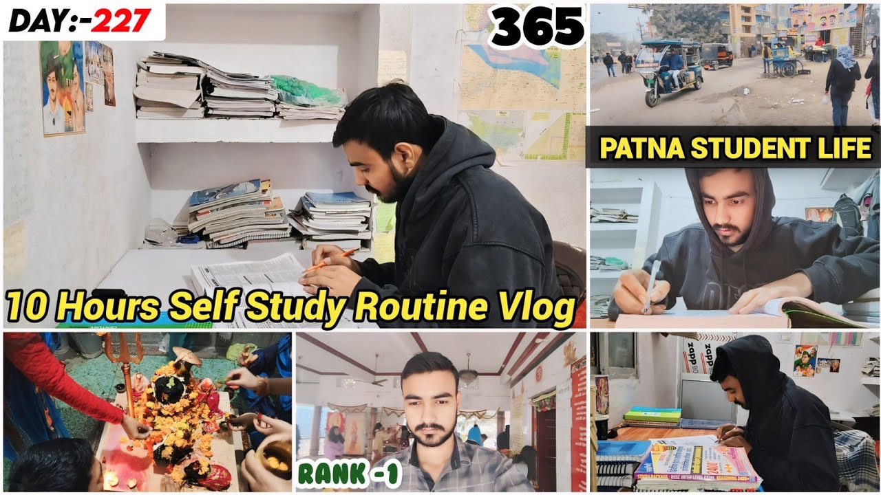 DAY-227 BIHAR SI ASPIRANT 10 HOURS STUDY VLOG | 2025 ka 1st Day Student Life 10 HOURS STUDY VLOG ...