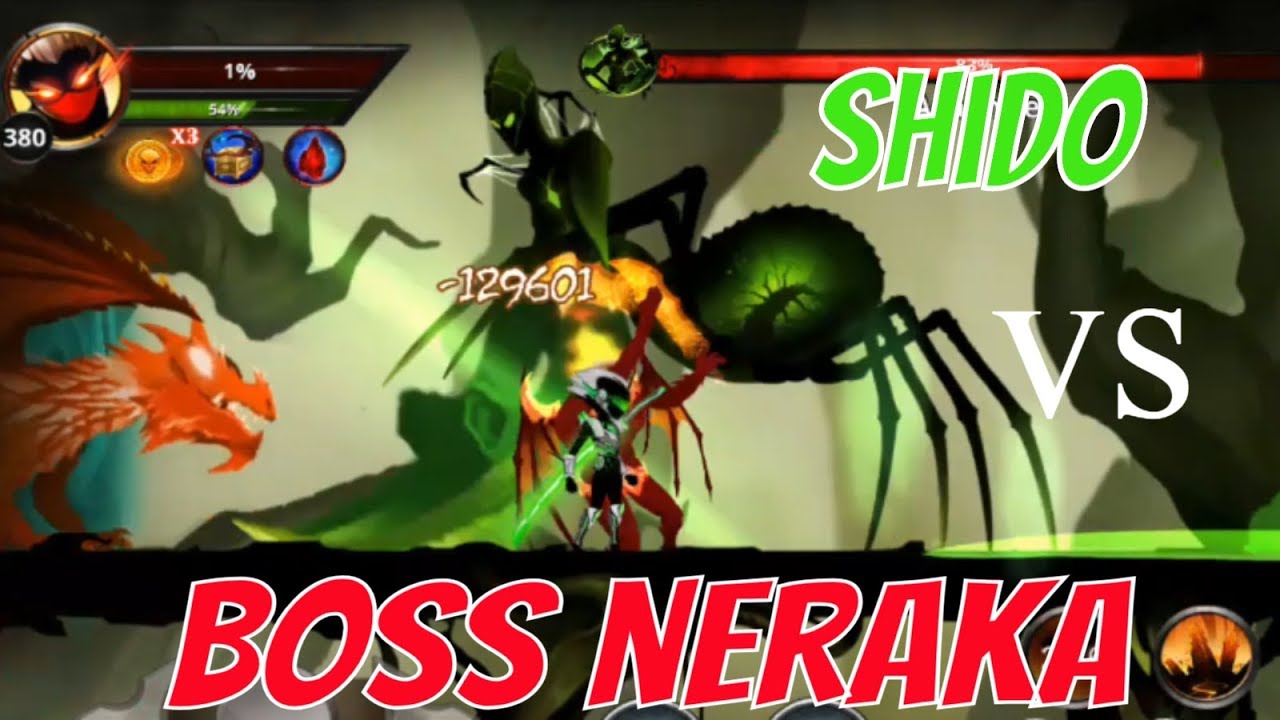 stickman legends shido level 380 vs final boss arachne neraka - YouTube