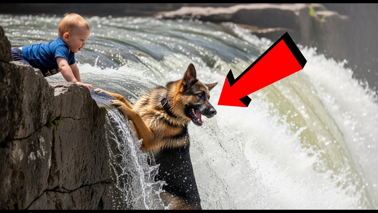 German Shepherd Fell Into A Rapid Waterfall What Baby Did Next Left ...