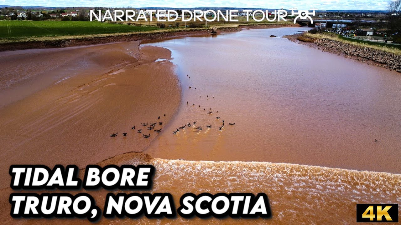 4K Drone Footage 🌊 Over the Tidal Bore in Truro, Nova Scotia | A ...