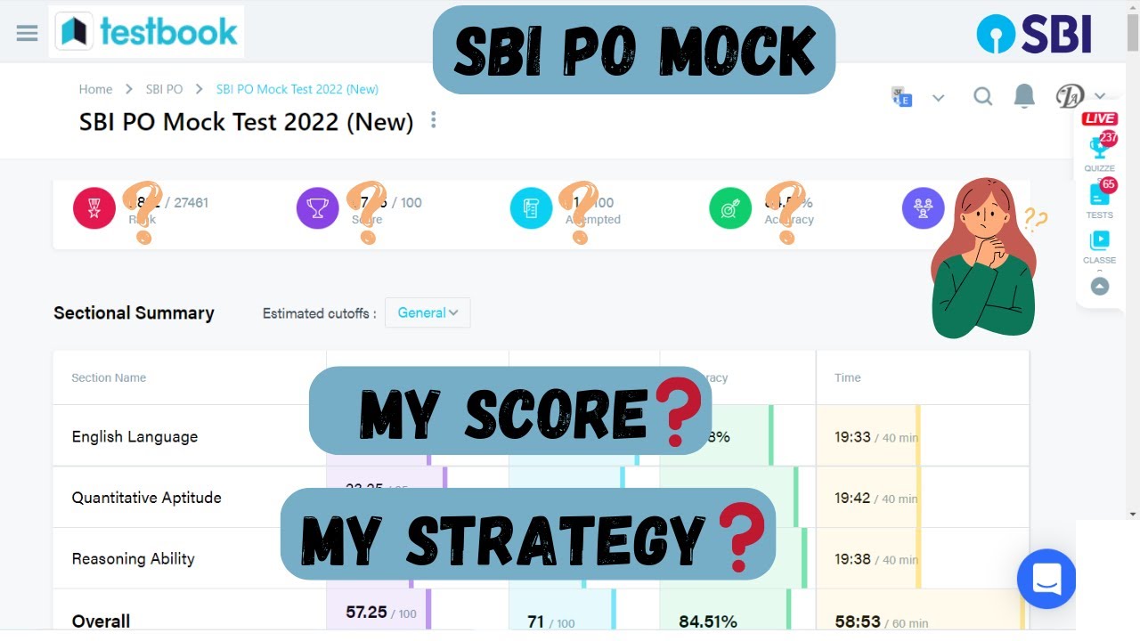 SBI PO Prelims testbook mock test review. Testbook mock test level? My ...