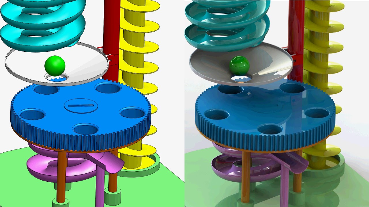 Solidworks marble run motion study - YouTube