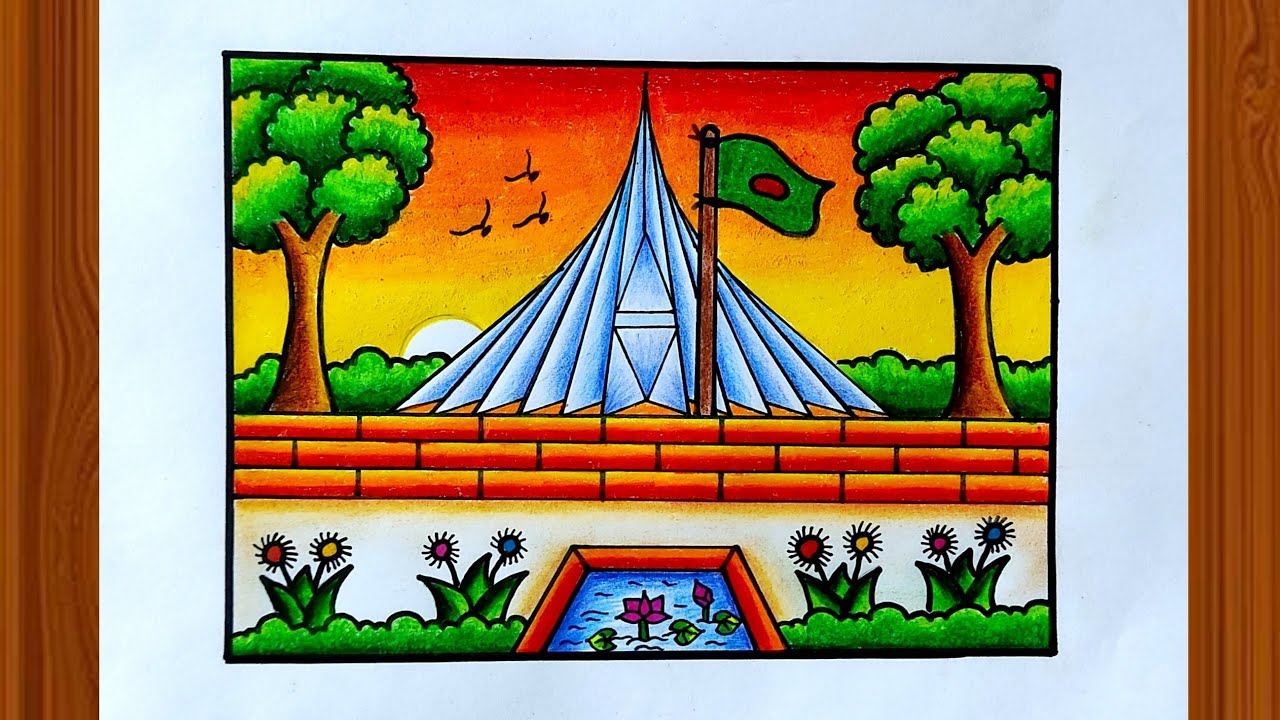 How to draw 26th of March scenery drawing step by step / Independence ...