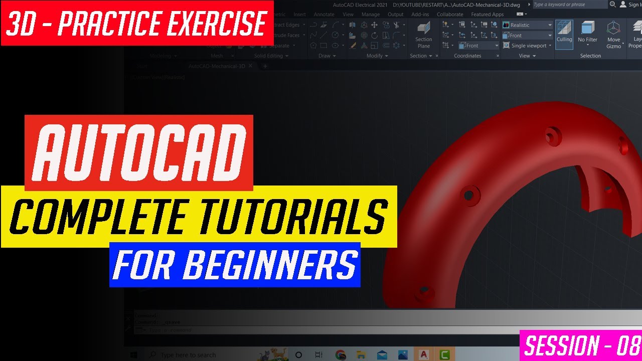 AUTOCAD 3D FOR BEGINNERS ll AUTOCAD 2021 COMPLETE COURSE ll 3D ...