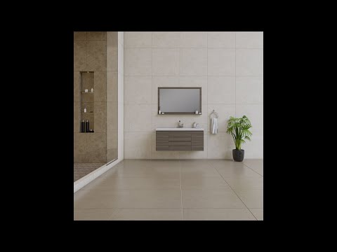 Alya Bath - Paterno 48 Inch Wall Mounted Bathroom Vanity in Gray